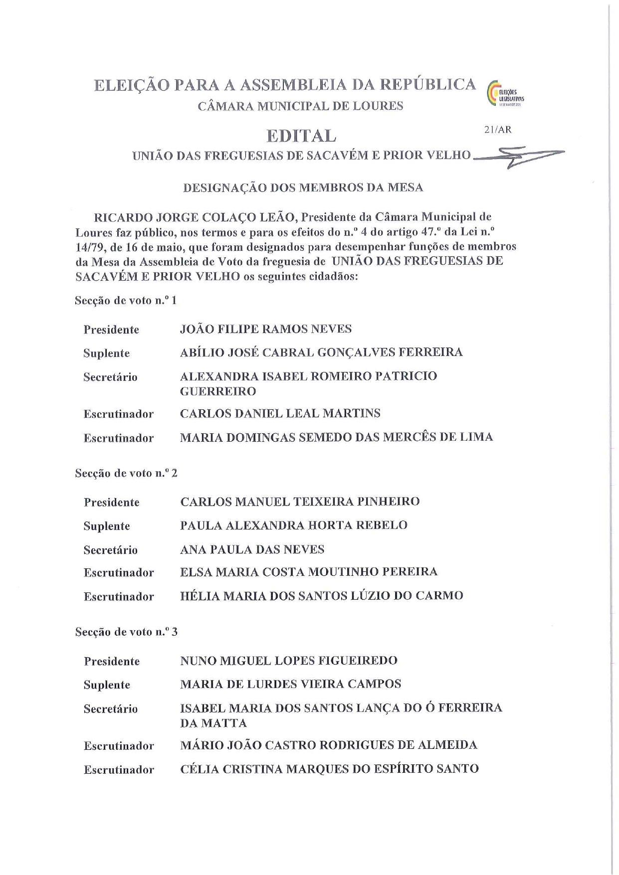 EDITAL | ELEIÇÃO PARA A ASSEMBLEIA DA REPÚBLICA | 18 DE MAIO ...